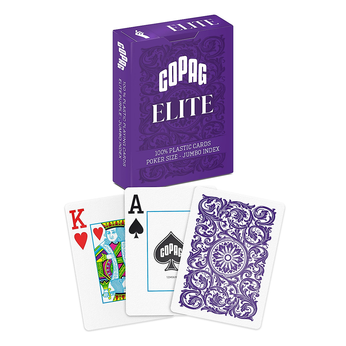 Copag Elite 100% Plastic Playing Cards, Poker Size (Standard) Jumbo Index Single Deck (Purple)