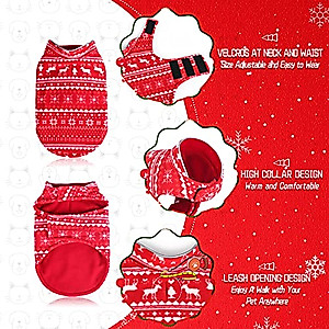 Christmas Dog Sweater Clothes, Red Reindeer Christmas Dog Jacket, Dog Winter Warm Coat, Reversible Dog Cold Weather Coat for Pet Clothes for Small and Medium Dogs