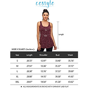 Cestyle Women's Loose Racerback Tank Top with Built-in Bra for Tennis, Golf, Workout - Green, XL