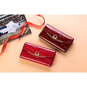 LYRRSH Women's Wallet Leather Long RFID Blocking Large-capacity Wallet Multifunctional Anti-theft Credit Card Holder (blue), 19cm*10cm*3.5cm