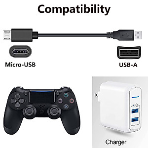 KQWOMA Replacement PS4/5 Controller Charger and Data Transfer Cord，Micro Charging Cable Compatible with Playstation 4/5, PS4 Slim/Pro, Xbox One S/X Controller and etc (6.6FT)