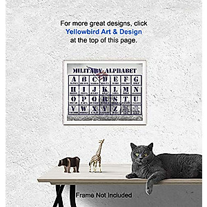 Military Alphabet - Patriotic Iwo Jima American Flag Wall Decor for Living Room - 8x10 Poster Print, Wall Art, Home Decoration- Patriotic Gift for Army, Navy, Marine, Air Force Veteran, Vet