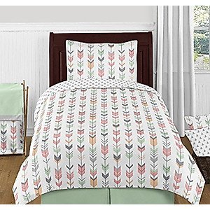 Sweet Jojo Designs Baby/Kids Clothes Laundry Hamper for Grey, Coral and Mint Woodland Arrow Girl Bedding Sets