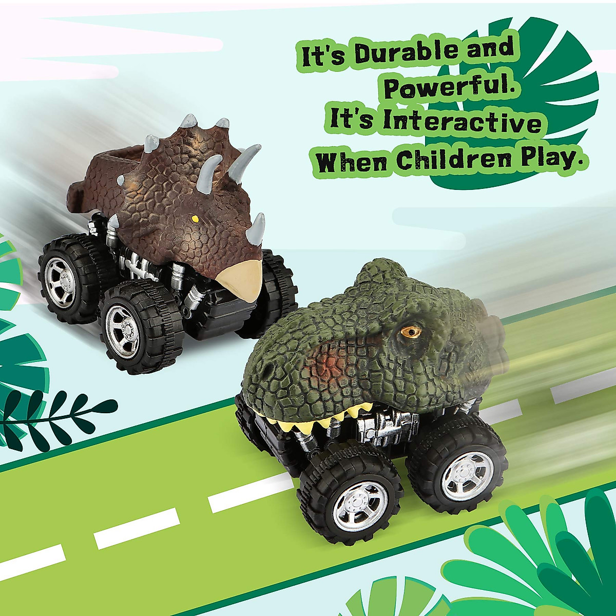 Dinosaur Toys Pull Back Cars for Boy, Dino Car Toy Set for Kids, Pull Back Vehicles for T-Rex Dinosaur Games, Birthday Gifts for Age 3 4 5 6 Year Old Toddlers Boys Girls (6 Pack)