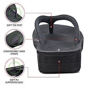 AEROTHOTIC Slip On Recovery Footwear Plantar Fasciitis Flip Flops for Women Yoga Mat Outdoor Walking Beach Ladies Arch Support Summer Thong Dressy Casual Sandals (Crystal Black, Size 7)