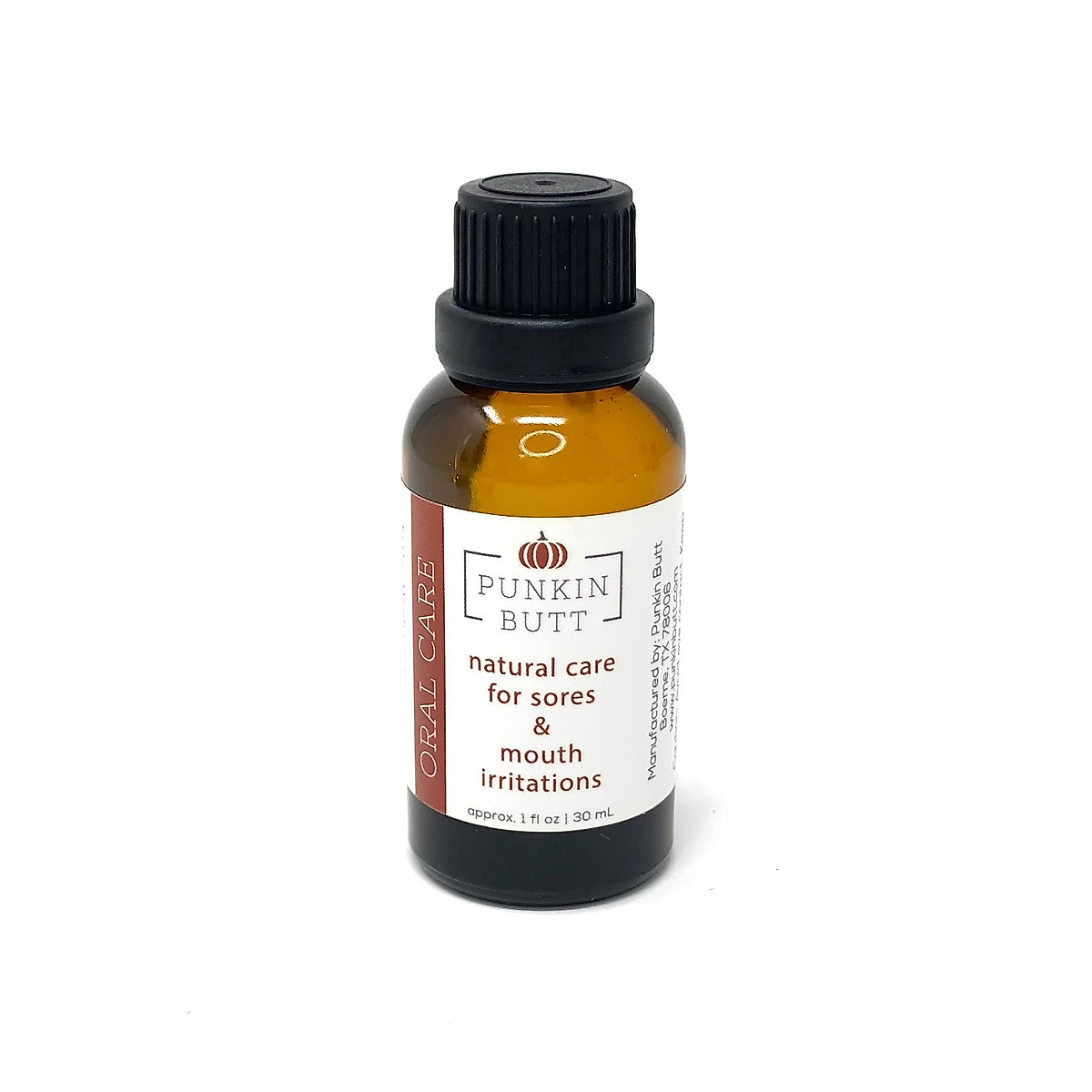 Punkin Butt Oral Care 1 oz Glass Bottle. Chamomile, Clove, Peppermint. Natural, Safe, Effective; Cruelty-Free, Vegan, use as Often as Needed.