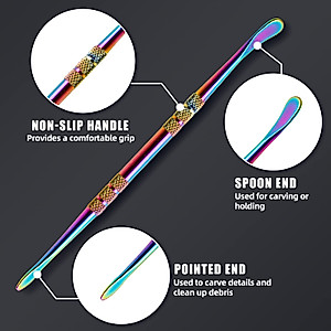 HARSKIYER 6pcs Wax Carving Tools, 4.75 Inch Stainless Steel Double-Ended Sculpting Spoon Tool Clay Sculpting Tools Wax Carving Sculpting Tools (Rainbow)