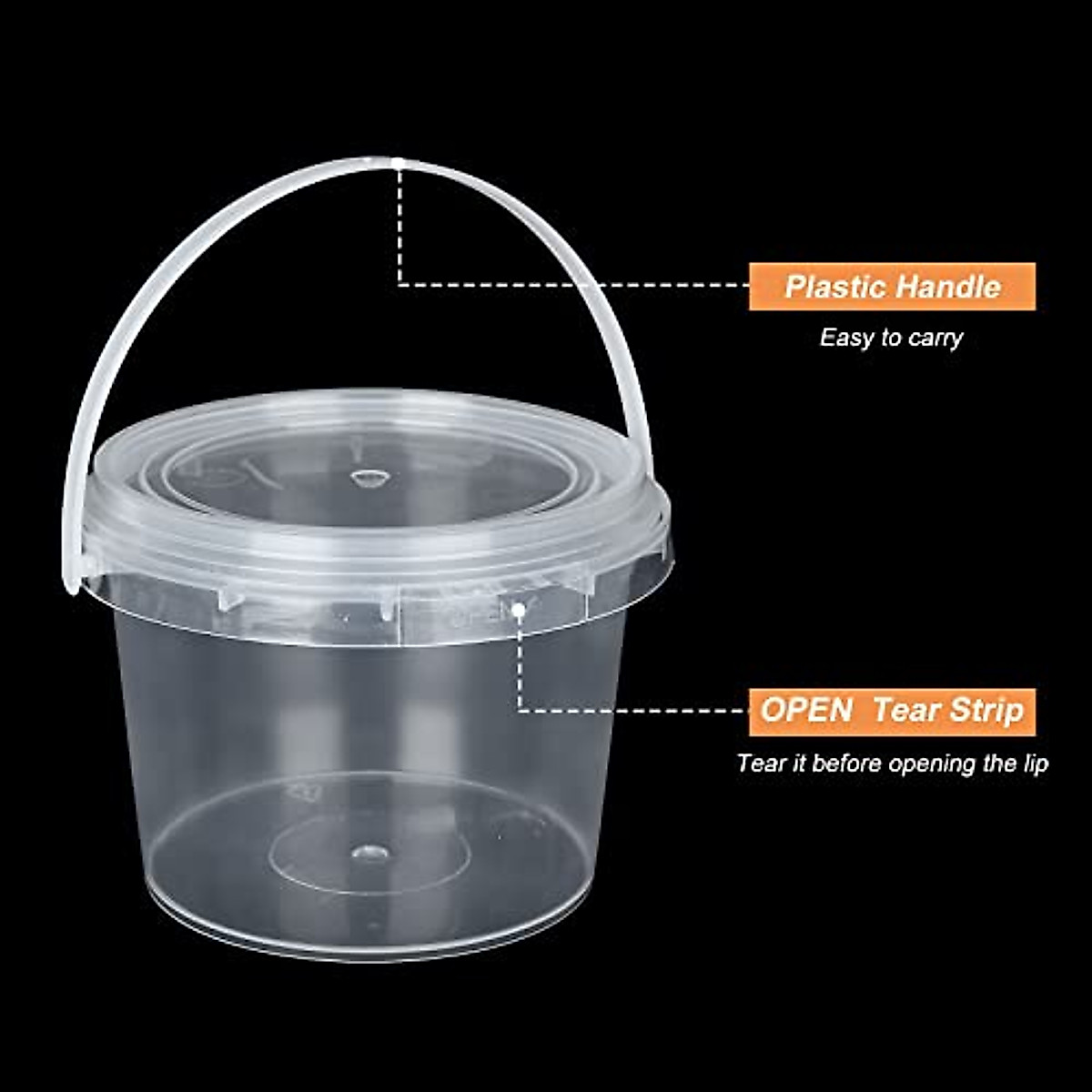 FVIEXE 50PCS Slime Containers with Lids 10oz, Plastic Clear Slime Storage Containers with Lids and Handles Small Toy Storage Case for DIY Slime Making Food Beauty Products