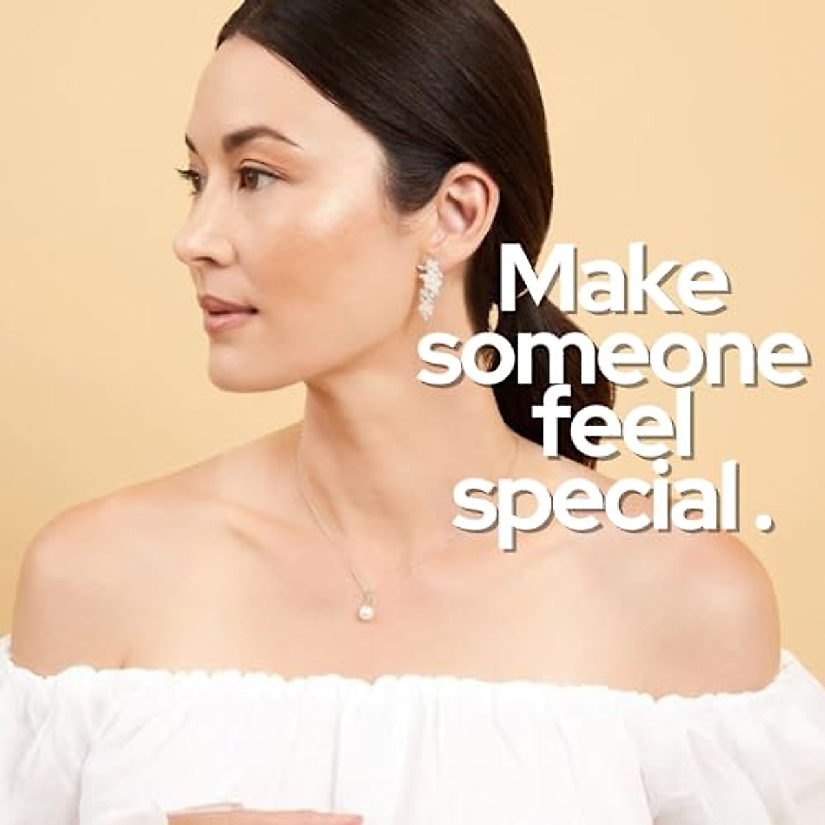 The Pearl Source 8mm White Freshwater Pearl Pendant Sydney Necklace for Women - Cultured Pearl Necklace | Single Pearl Necklace for Women with 925 Sterling Silver Chain