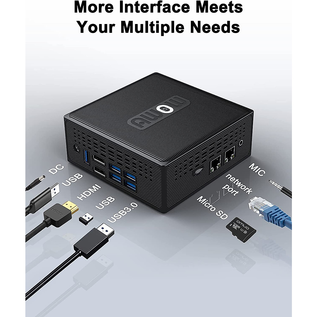AWOW Mini PC Windows 10 Intel Celeron J3455 6GB LPDDR4 128GB SSD, Mini Desktop Computer, AK34 PRO Quad Core Small Computer, Dual Gigabit Ethernet NIC, 2*HDMI 1.4 4K@30Hz, 5*USB3.0, Bluetooth,Black