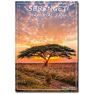 Serengeti National Park, Tanzania Sunset Travel Refrigerator Magnet Size 2.5" x 3.5"