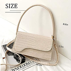 AMHDV Retro Classic Clutch Shoulder Bag Crocodile Pattern Small Crossbody Handbag for Women (03off-white)