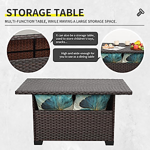 Lviden 9 Pieces Wicker Patio Furniture Set Outdoor PE Rattan Sectional Conversation Sofa Set with Grey Cushions and Storage Table