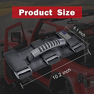 Miytsya 2 Pack Roll Bar Grab Handles Grip Handles, 3 Straps Fixed American Flag Pattern Car Interior Roof Handles Strap, Compatible with Jeep Wrangler TJ YJ JK, for 1987-2022 Models (Black)