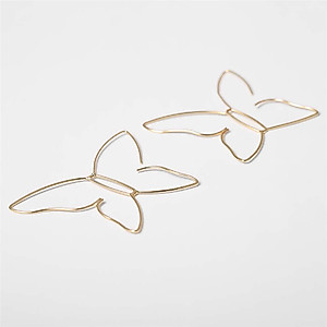 Large Boho Hollow Line Butterfly Earrings Gold Drop Dangle Beach Earrings Simple Stylish Dainty Pendant Silver Hoop Earrings for Women (Gold)