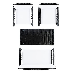 SAFAVIEH Outdoor Collection Reslor Wicker Cushion 4-Piece Living Set PAT7713A, Black/White