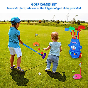 Toyly Toddler Golf Toy Club Set,4 Colorful Golf Sticks,4 Balls and 2 Practice Holes, Sports Toys,Toys Gift for Boys Girls, kids 3 4 5 6 Year Old