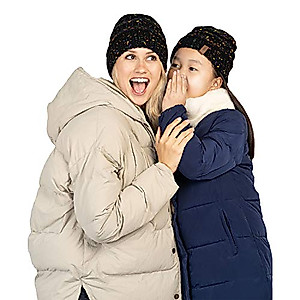 2PCS Parent-Child Family Beanie Cap Set, Mother & Baby Daughter/Son Winter Warm Knit Crochet Beanie Hat for Boys Girls Navy