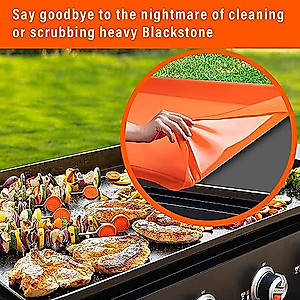 Ezebesta Silicone Griddle Mat for Blackstone 28 Inch Griddle，Protective Cover Mats Blackstone Griddle Top，Covers for Blackstone Protector Outdoor-Orange/High Wall Design
