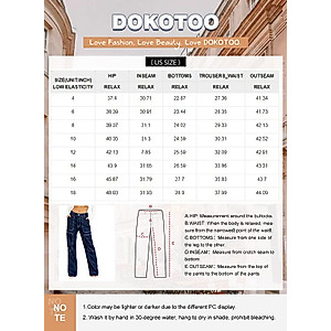 Dokotoo Wide Leg Jeans for Women Casual High Waisted Cargo Jeans Denim Pants Red Size 12