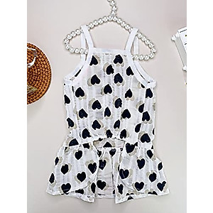 QWINEE Heart Print Dog Cat Dress Dog Princess Dresses Party Birthday Puppy Tutu Skirt Chihuahua Teddy Pomeranian Dress Pet Clothes for Small Medium Large Dogs Cats Kittens Black and White M