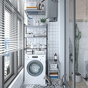 SAILUN Over-The-Toilet Storage Rack, 3-Tier Bathroom Organizer Shelf Over Toilet, Freestanding Space Saver Toilet Stands with 2 Hooks, Oak