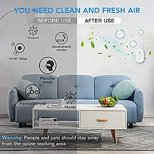 Mini Ozone and Ionic Air Purifier, Quickly Purifying Air and Eliminate Odor, Smoke, Applying in Bedroom, Living Room, Bathroom, Kitchen, Shoe Cabinet, etc