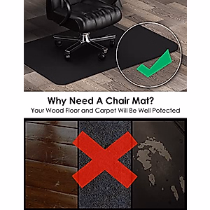Office Chair Mat for Carpet, Hardwood and Tile Floor, 1/5" Thick Desk Chair Mat, 35" x 45" Anti-Slip Carpet Chair Mats for r Low/Medium Pile Carpets