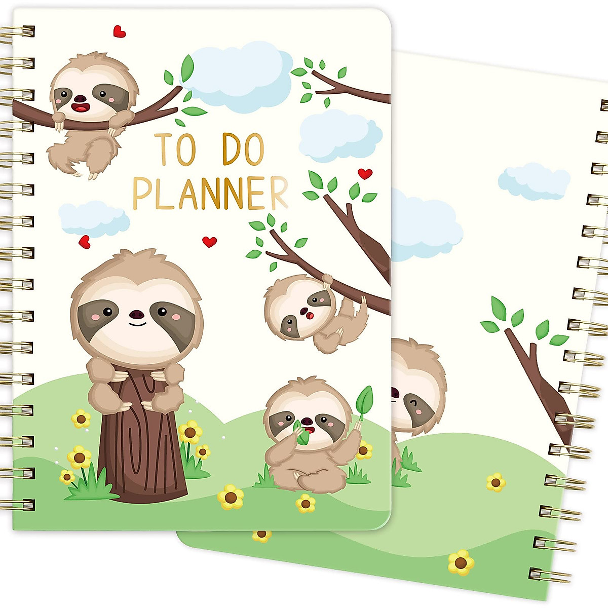 Sloth To Do Planner 2024 Spiral Notebook Hardcover Journal 120 Lined Pages New Year Daily Journal Office Home School