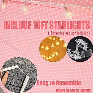 Princess Tent with Star Lights for Girls, Kids Tent Indoor or Outdoor Playhouse Toys, Pink Play Tent, 55" x 53" Castle Gifts for Kids Toddlers 3 4 5 6 7 8 9 10 Years Old