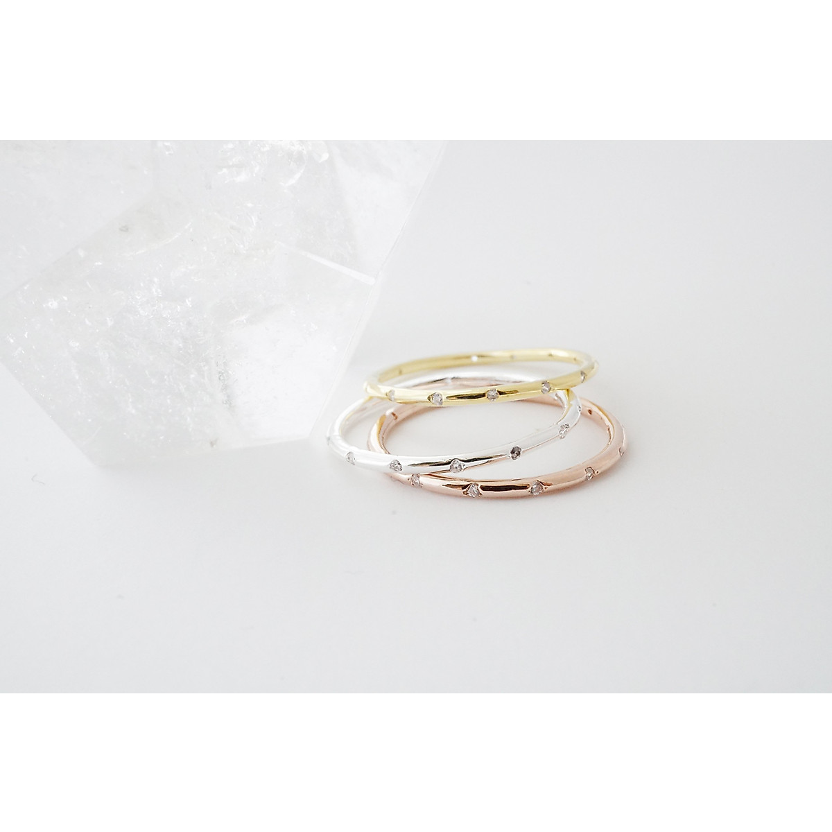 Honeycat Dotted Crystal Ring in Gold, Rose Gold, or Silver | Minimalist, Delicate Jewelry (Gold, 6)