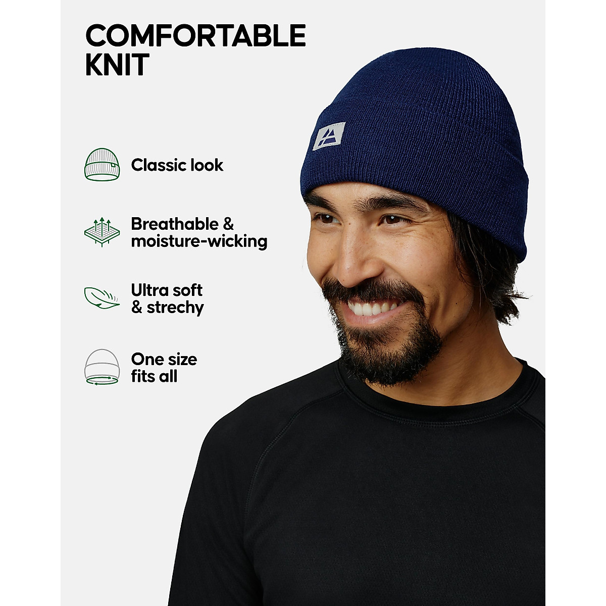 DANISH ENDURANCE Sustainable Classic Beanie for Men & Women, Plain Kitted Hat, Blue, One Size
