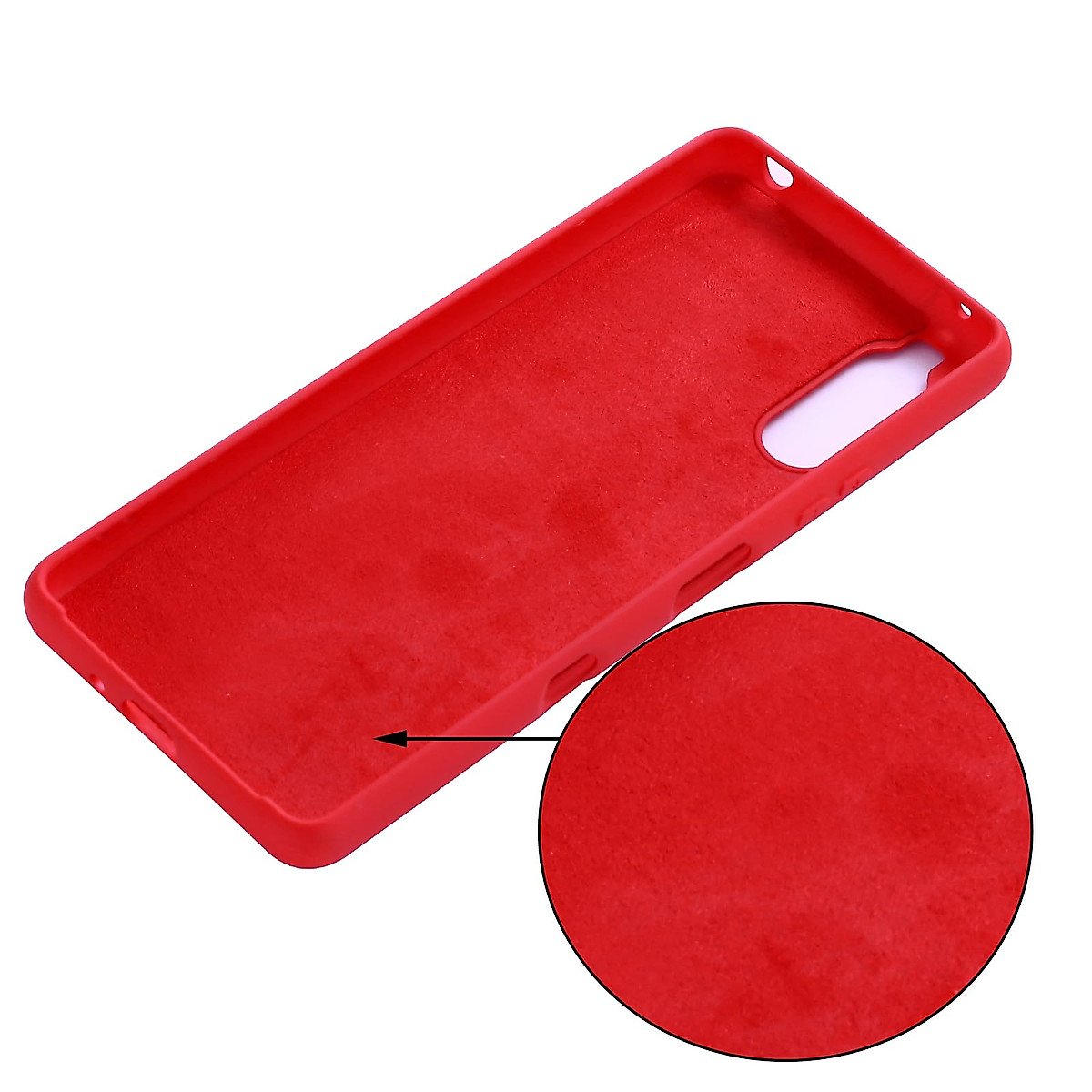 Case for Sony Xperia 1 III, Liquid Silicone Protective Phone Case for Sony Xperia 1 III with Silicone Lanyard, Slim Thin Soft Shockproof Cover for Sony Xperia 1 III Silicone Case Red