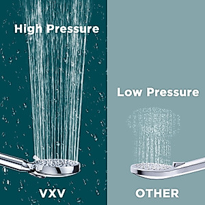 VXV Filtered Shower Head, 9 Modes High Pressure Shower Head with Handheld Remove Chlorine & Hard Water, Showerhead Built-in Spray to Clean Bathroom, with 71" Shower Hose & Shower Bracket, Chrome