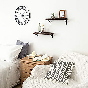 Dahey Wall Mounted Floating Shelves Set of 2 Rustic Wood Wall Shelves Display Ledge Storage Rack 17 inch for Bedroom Living Room Bathroom Kitchen Office,Brown