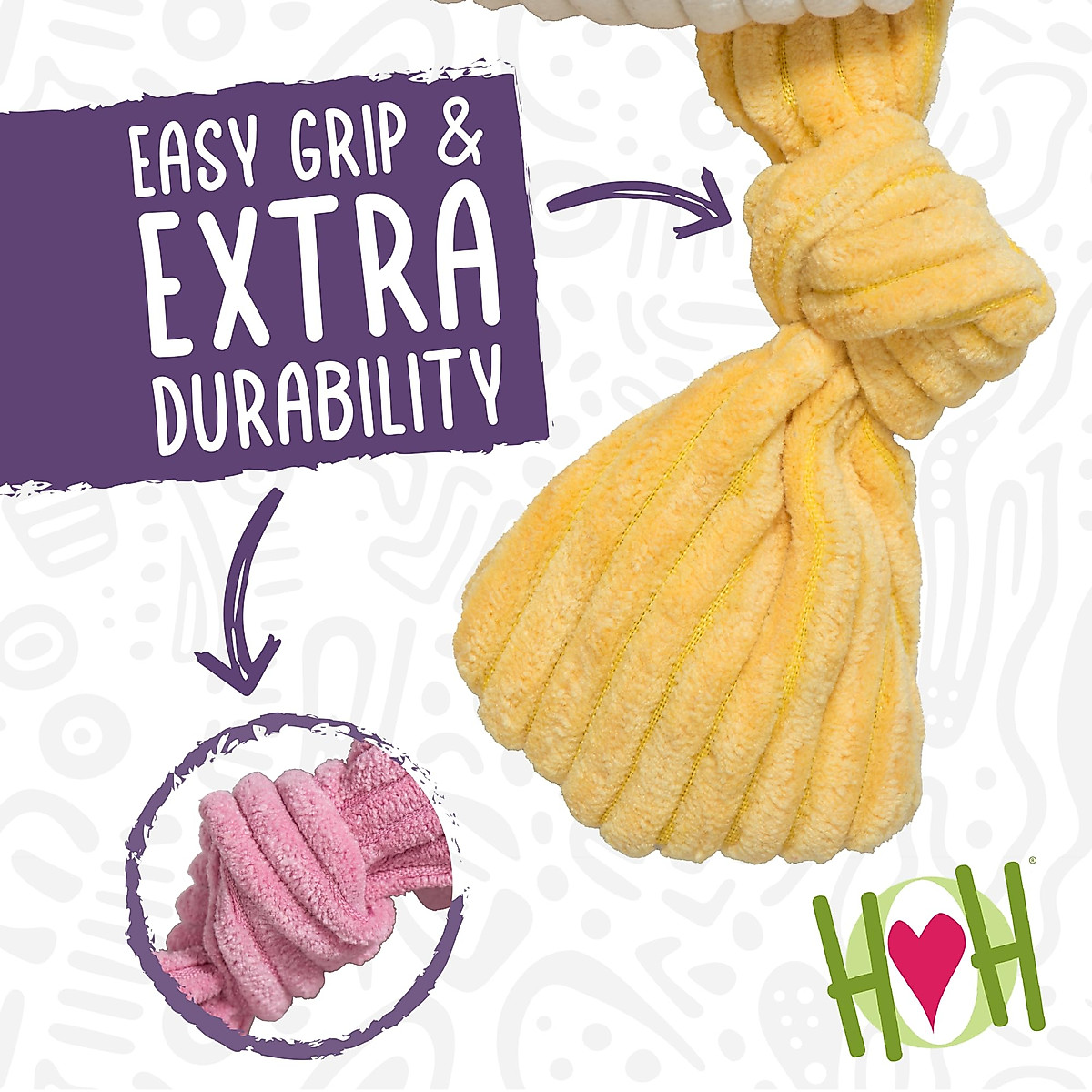 HuggleHounds Knottie Plush Dog Toy - Dog Stuffed Animal Toy, Puppy Toys, Squeaky Dog Toy for Small, Medium & Large Dogs, Durable Plush to Keep Them Busy - Dillie Duck, Large