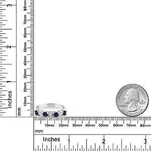 Gem Stone King 925 Sterling Silver Blue Sapphire & White Diamond Engagement Ring For Women | Wedding Ring For Women | Available In Size 5, 6, 7, 8, 9