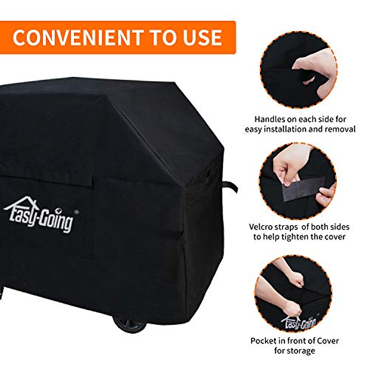 Easy Going Heavy Duty Gas Grill Cover, 58-inch Waterproof BBQ Grill Cover,UV & Dust & Weather Resistant Material,Durable and Convenient (58 in,Black)