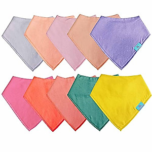 Happy Kids Daycare Baby bib 100% organic cotton 10 bibs pack , bandana, drooling bib for teething, absorbent, soft, sensitive skin (My sunshine)