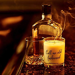 LUNA CANDLE CO. Elegant Fine Bourbon Soy Jar Candle, 11oz. Clear Glass, Low Smoke, Long Burn Up to 110 Hours of Burn Time, Hints of Wood and Vanilla, Made in The USA-Call Me Old Fashioned