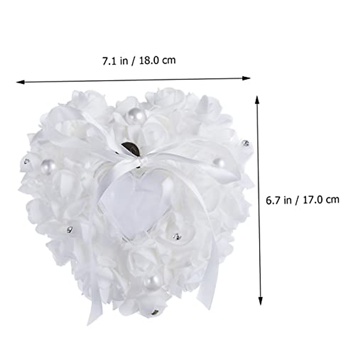 Abaodam Accessories Ring Pillow Wreath Decor Heart Ring Wedding Decor Rose Flower Ring Tray Wedding Ring Pillow Bridal Pillows Ring Pillow Heart Ring Box Ring Holder White Crystal Foam 1pc