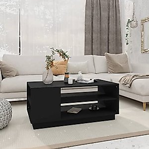QJBSAVVA Coffee Table Black 40.2"x21.7"x16.9" Engineered Wood,Floor Standing Table Table for Living Room Cocktail Table Suitable for Meeting Rooms, Reception Rooms, Offices