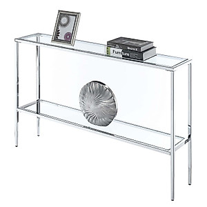 Convenience Concepts Nadia Chrome Console Table, Clear Glass / Chrome