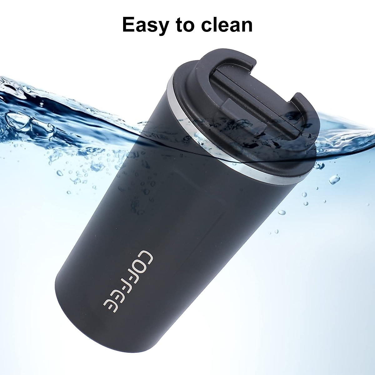 510ML Stainless Steel Insulated Coffee Mug, Coffee Thermos Outdoor with Lid, Vacuum Insulated Office Outdoor Travel Leisure Car Cup(Black)