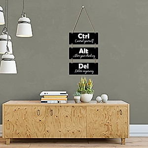 Inspirational Rustic Wall Decor Control Yourself Alter Your Thinking Delete Negativity Office Decor Motivational Wall Plaques with Sayings Wooden Wall Hangings for Home Office Wall Art (Black Backing)