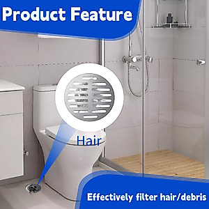 Vonty Stainless Steel Round Floor Drain Cover 6 Inch 14 Holes Silver Tone