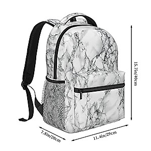 Fiokroo Black And White Marble Backpack School Bag For Students Teens Men Women Laptop Backpacks Travel Daypack Bag With Multiple Pockets
