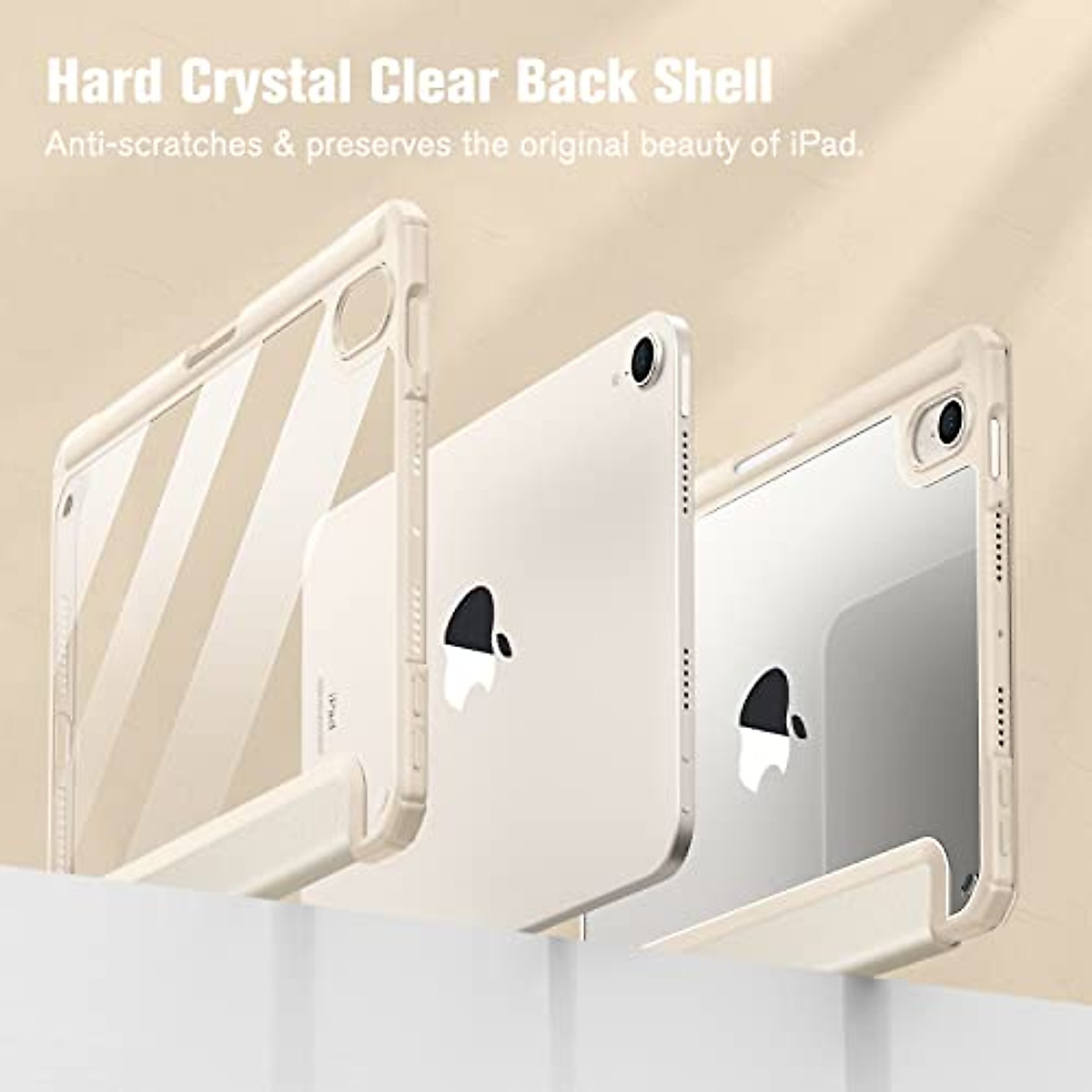 Fintie Hybrid Slim Case for iPad Mini 6 2021 (8.3 Inch) - [Built-in Pencil Holder] Shockproof Cover Clear Transparent Back Shell, Auto Wake/Sleep for iPad Mini 6th Generation, Starlight