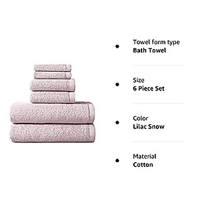 NY Loft 100% Cotton Quick Dry Towel Set | Textured Bathroom Towels | Highly Absorbent and Durable Towel Set | Greenwich Collection (6 Piece Towel Set, Lilac Snow)