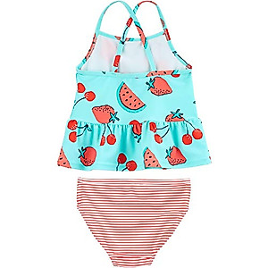 Simple Joys by Carter's Toddler Girls' 3-Piece Assorted Rashguard Sets, Rose/Teal Blue, Strawberry/Whale, 3T